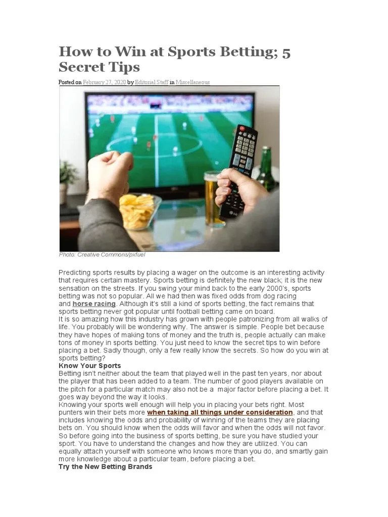How To Win At Sports Betting | PDF