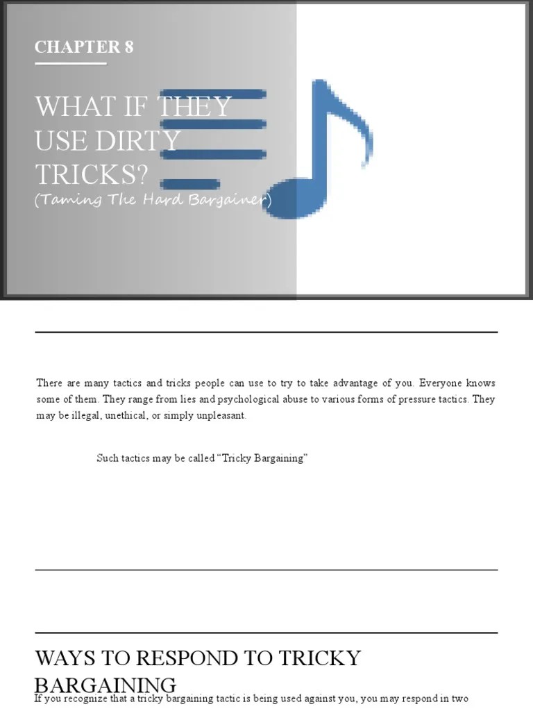 What If They Use Dirty Tricks | PDF | Deception | Negotiation
