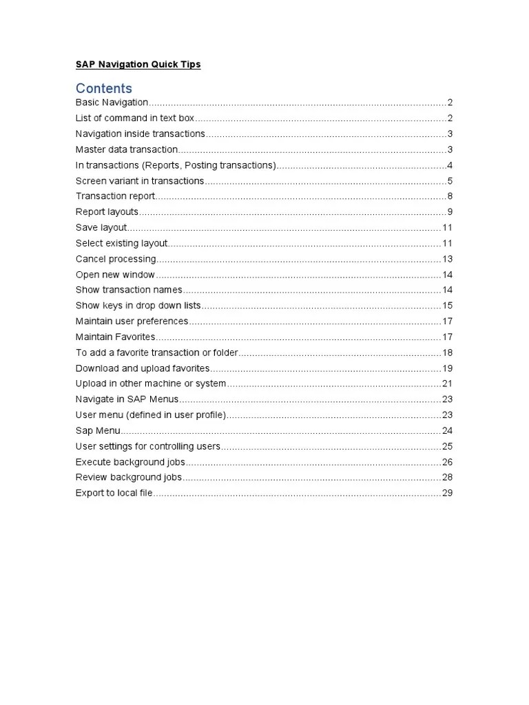 SAP Navigation | PDF | Menu (Computing) | Button (Computing)