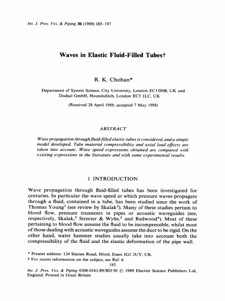 Waves In Elastic Fluid-Filled Tubes | PDF | Deformation (Engineering ...