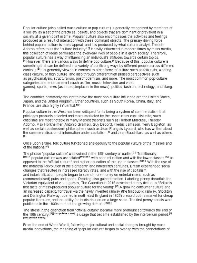 Popular Culture | PDF | Popular Culture | Cultural Education