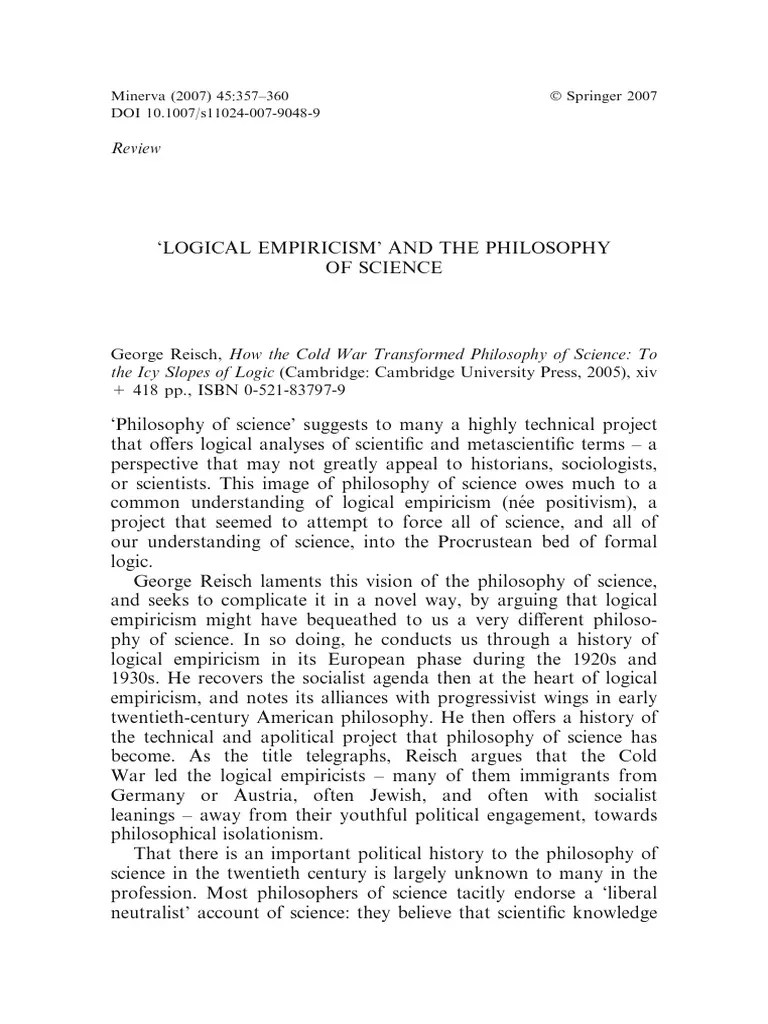 Logical Empiricism & The Philosophy Of Science (Alan Richardson) | PDF ...