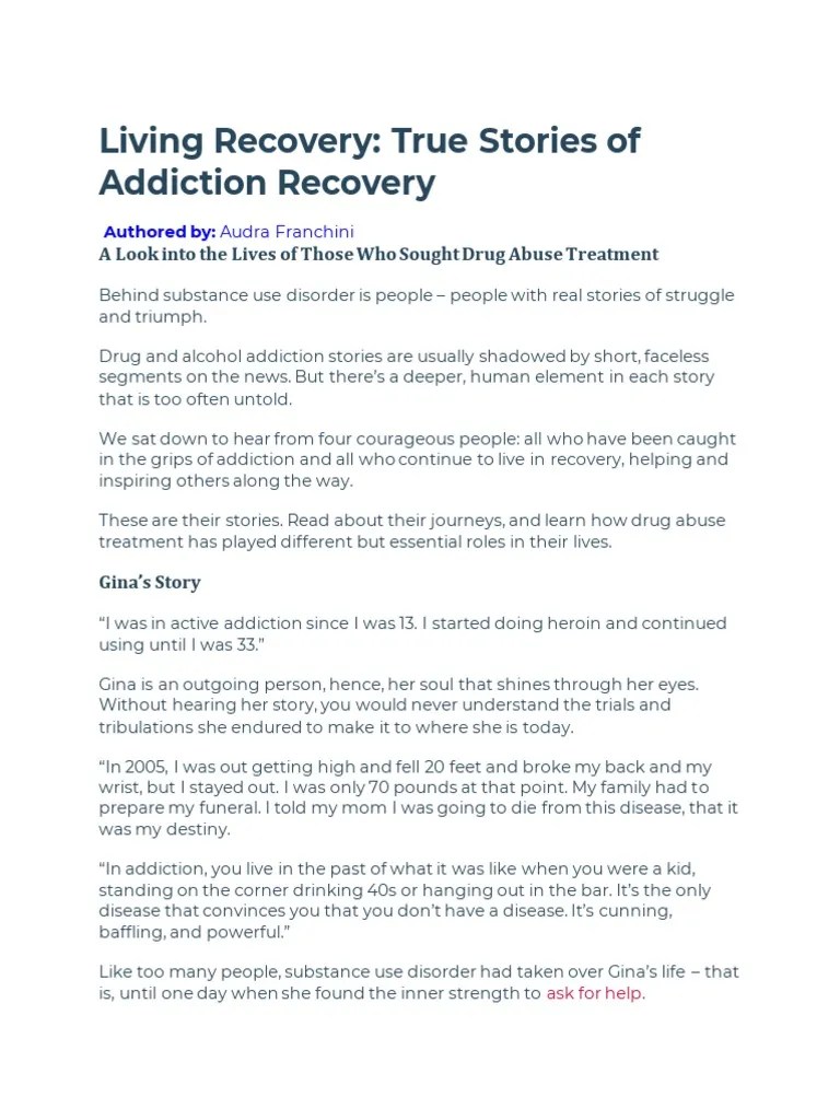 Living Recovery True Stories Of Addiction Recovery | PDF | Substance ...