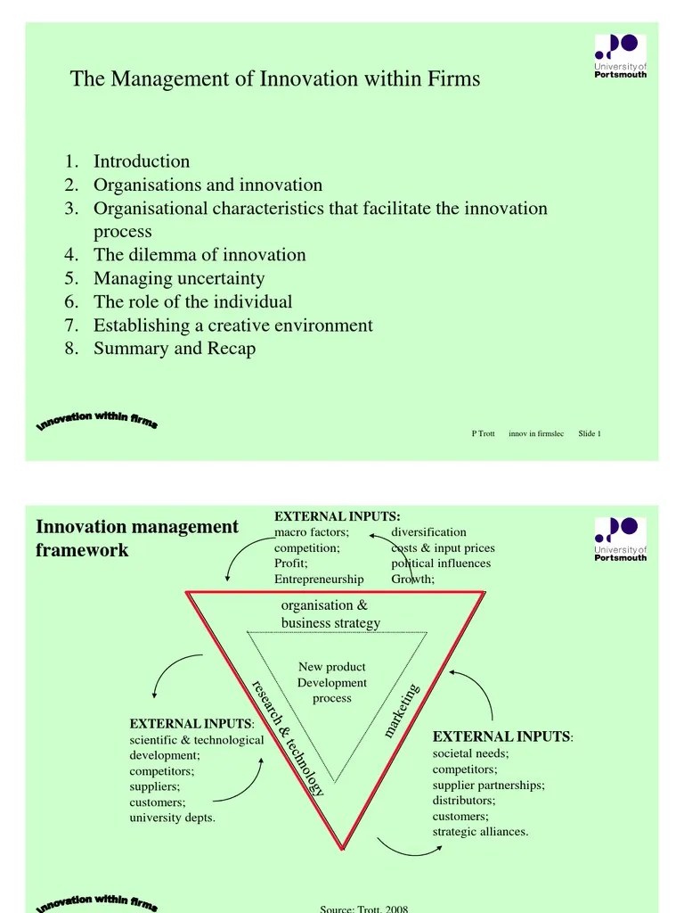 The Management Of Innovation Within Firms | PDF | Innovation ...
