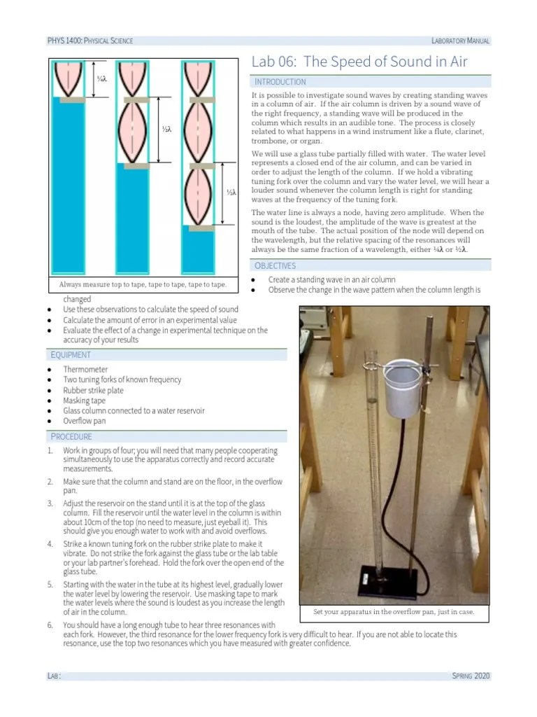 Lab 06: The Speed Of Sound In Air: Ntroduction | PDF | Waves | Sound