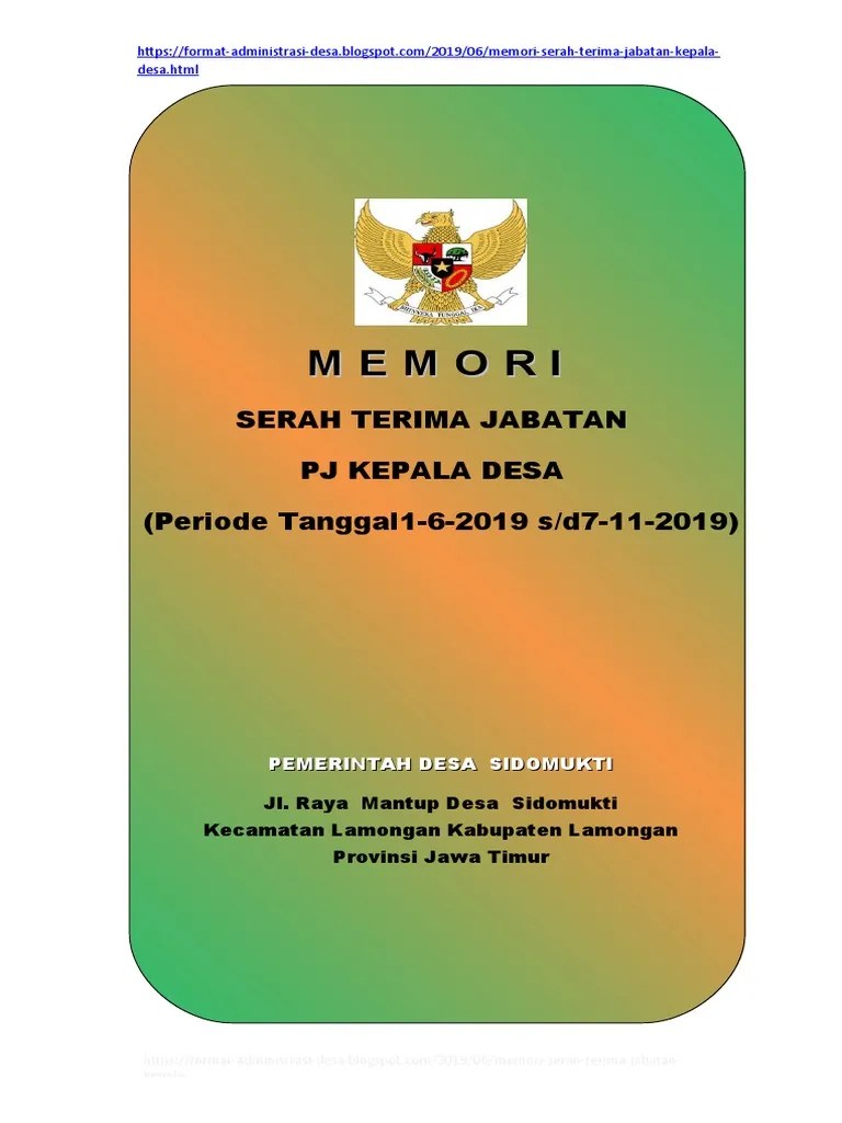 Contoh Buku Memori Serah Terima Jabatan PJ Kades KPD Kades Terpilih ...
