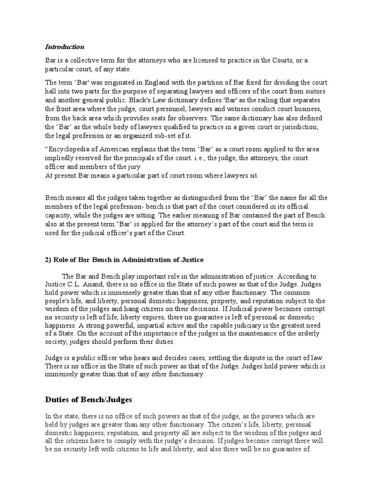 Bar Bench Relations Role Justice | PDF | Contempt Of Court | Bar (Law)