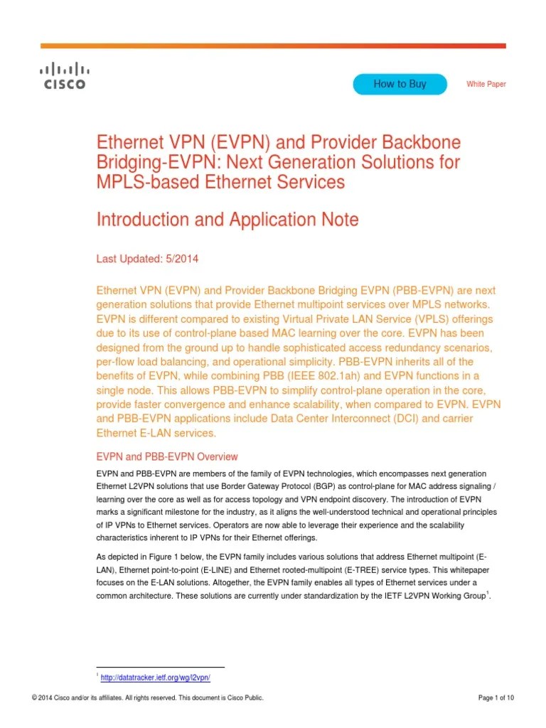 Ethernet VPN (EVPN) And Provider Backbone Bridging-EVPN: Next ...
