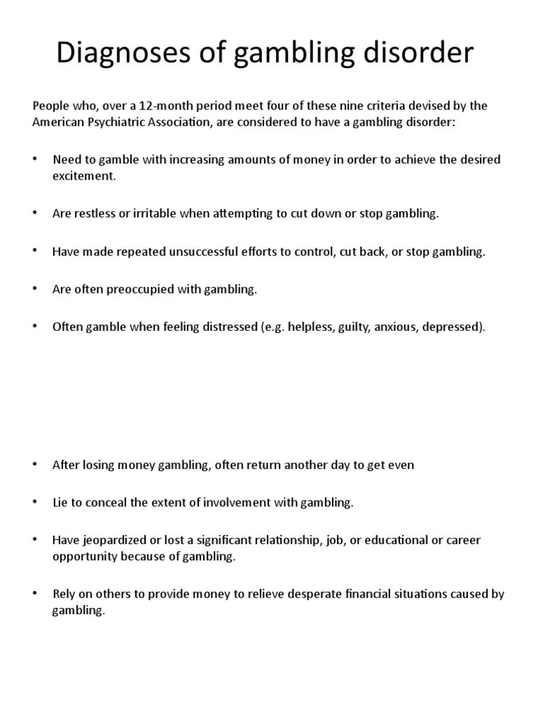 Diagnoses Of Gambling Disorder | PDF | Problem Gambling | Mental Disorder