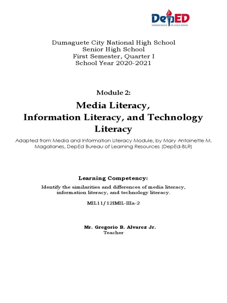 Q1 W2 Media Literacy Information Literacy And Technology Literacy | PDF ...