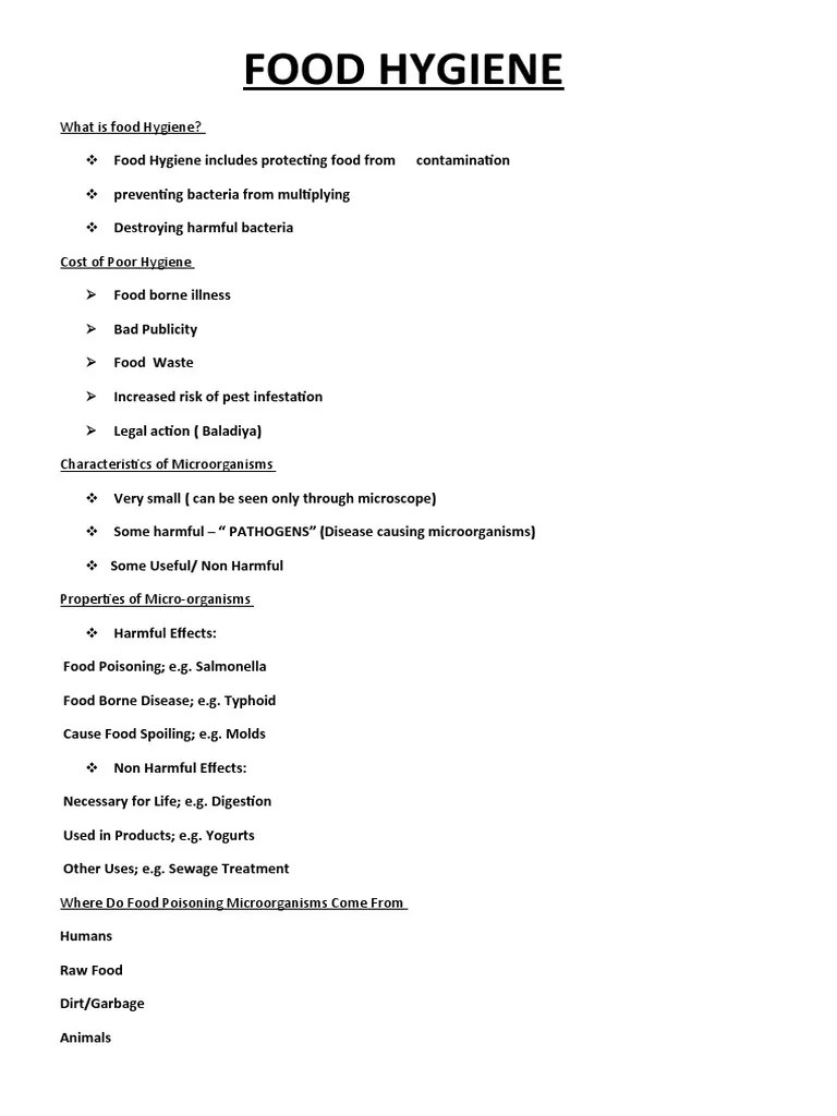 Basic Food Hygiene | PDF | Foods | Foodborne Illness