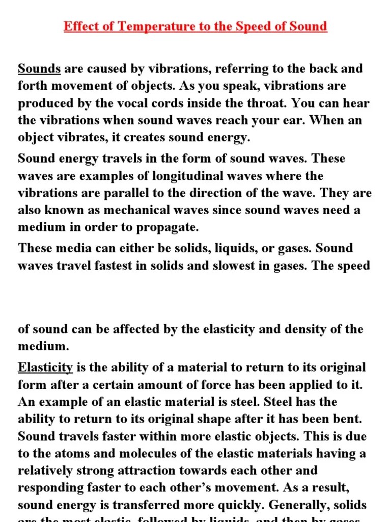 Effect Of Temperature To The Speed Of Sound | PDF | Sound | Atmosphere ...