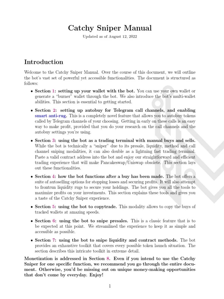 Sniper Manual | Download Free PDF | Sniper | Market Liquidity