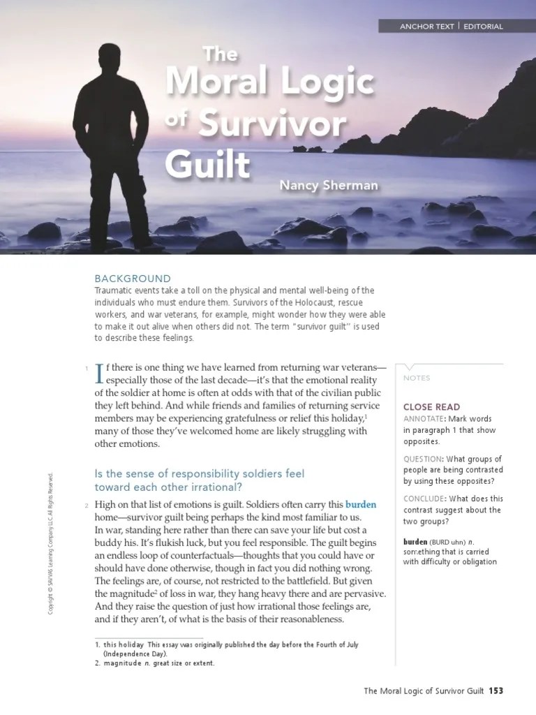 The Moral Logic Of Survivor's Guilt | PDF | Guilt (Emotion) | Empathy