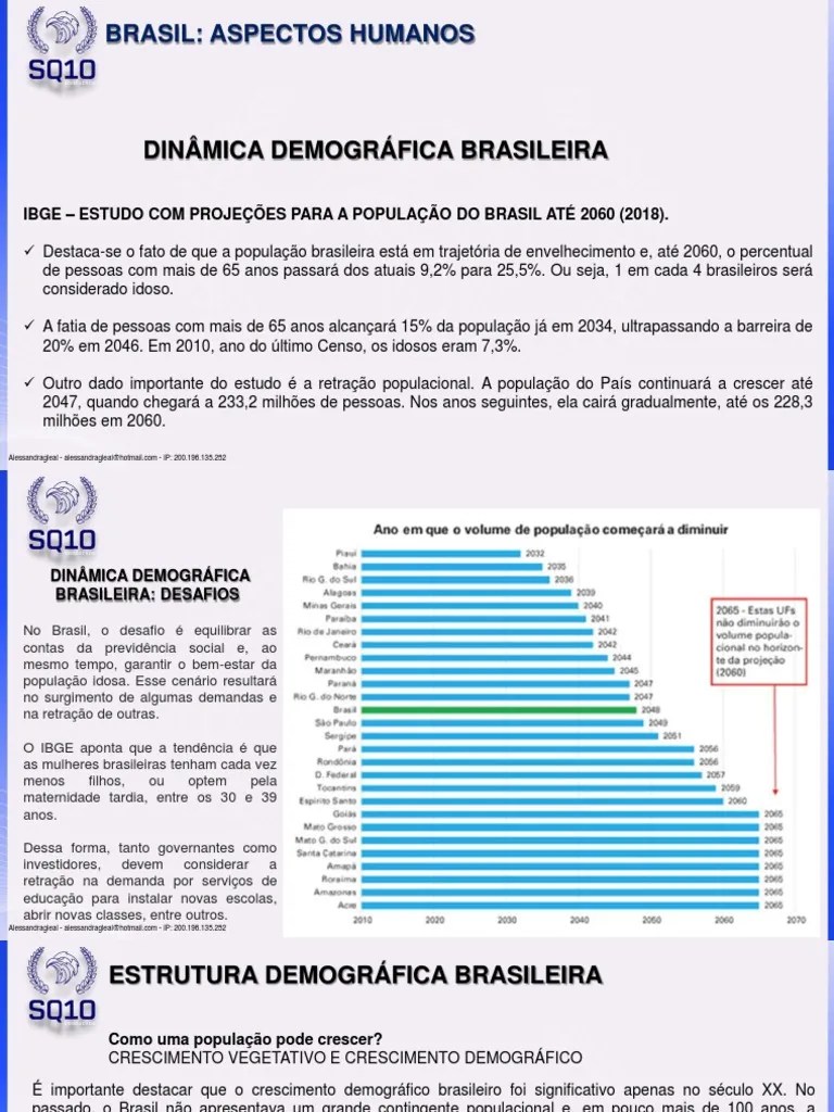 6.01 Dinâmica Demográfica Brasileira | PDF | Crescimento Populacional ...