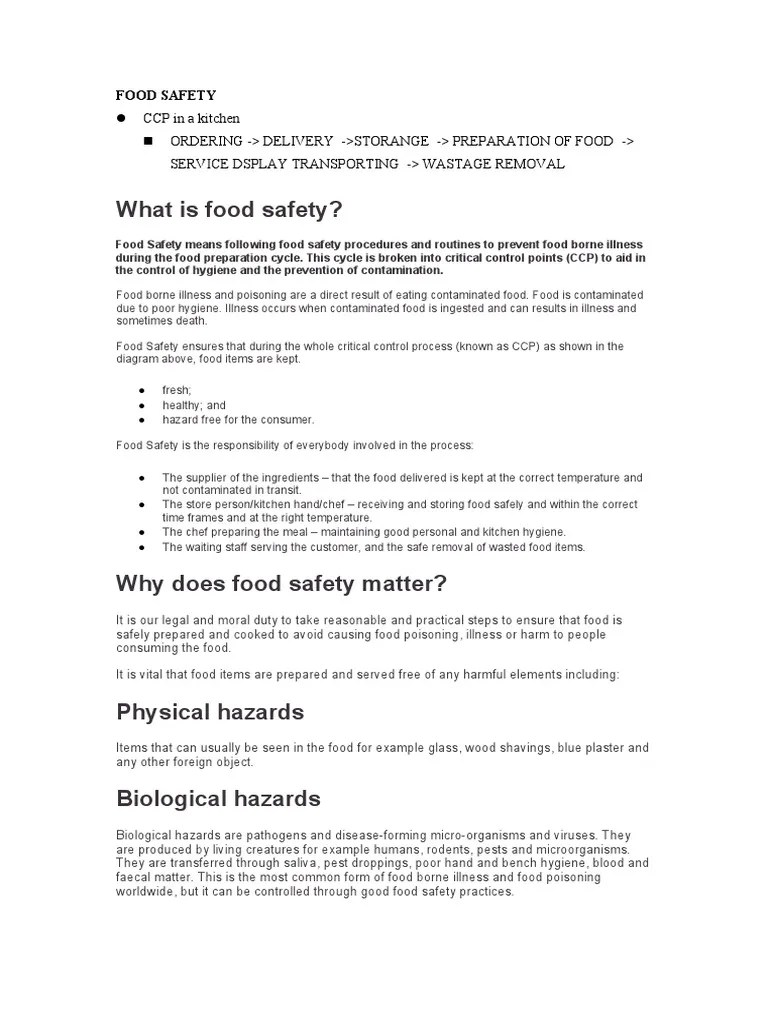 Food Safety | PDF | Foodborne Illness | Hygiene