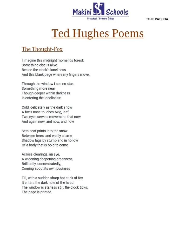 Ted Hughes Poems | PDF