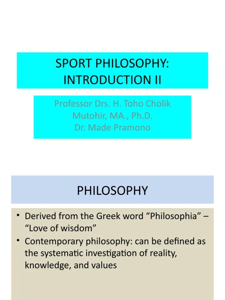 Sport Philosophy Pengantar II | PDF | Reality | Reason