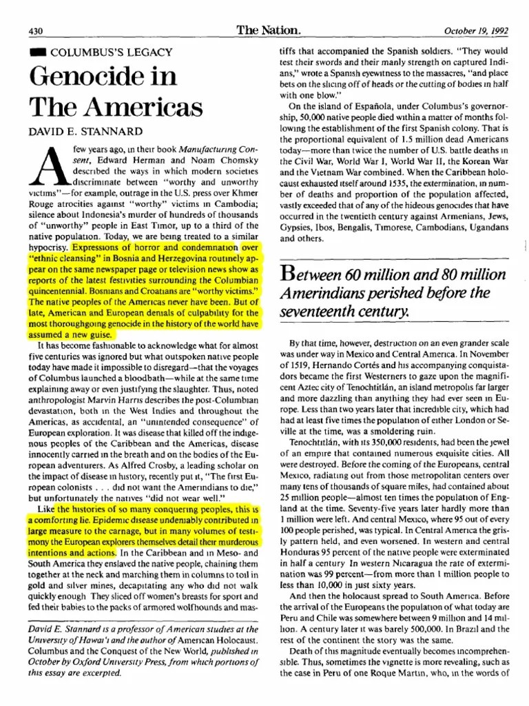 Genocide Americas STannard | PDF | Native Americans In The United States