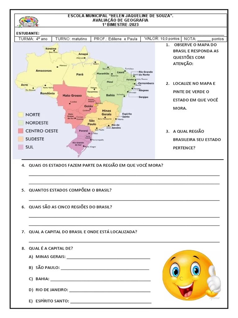 Atividade Avaliativa Geografia Abril | PDF