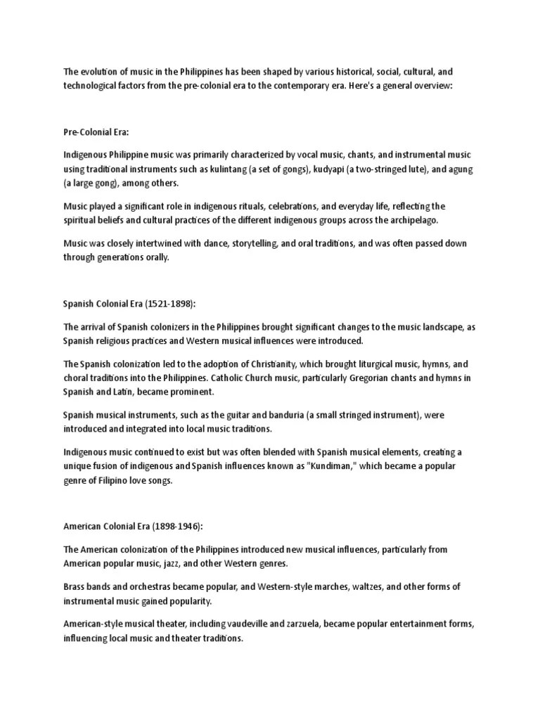 Evolution Of Music | Download Free PDF | Philippines | Pop Music