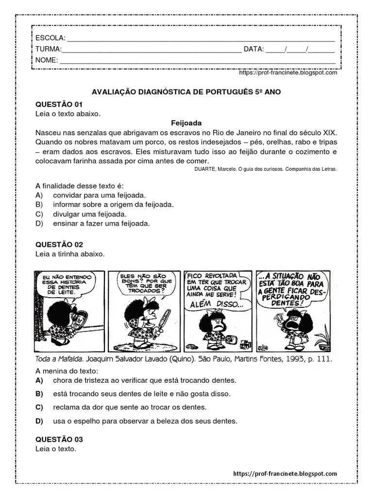 Diagnostic Assessment Of Portuguese For 5th Grade Provides Insight Into ...
