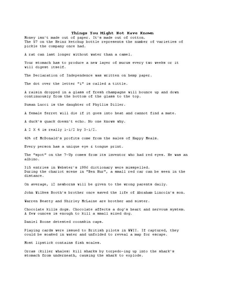 Funny Facts | PDF