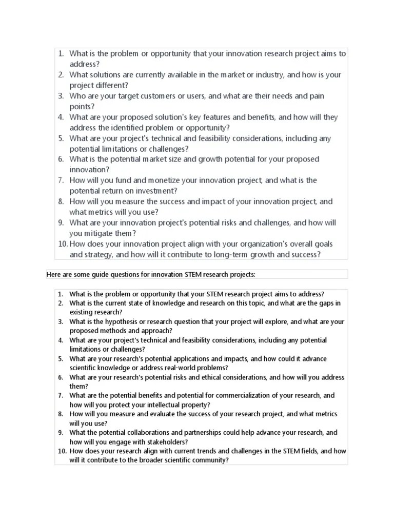 Guide Questions | PDF | Innovation | Business