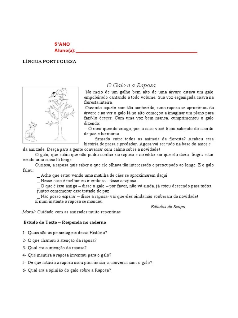 Para Trabalhar Interpretaçao De Texto Com 5 Ano | PDF