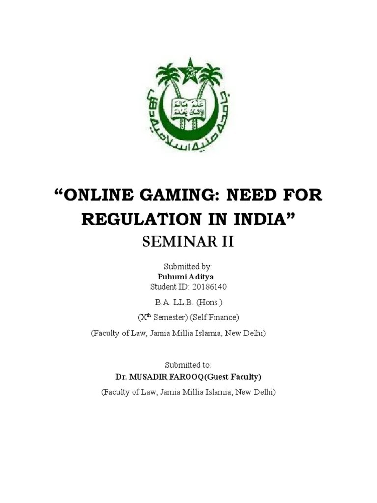 Online Gaming - Need For Regulation | PDF