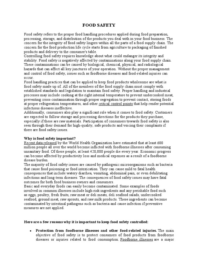 Food Safety | PDF | Food Safety | Foodborne Illness