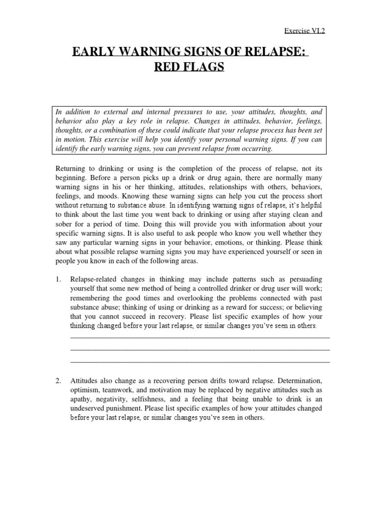 Early Signsof Relapse | PDF | Relapse | Substance Abuse
