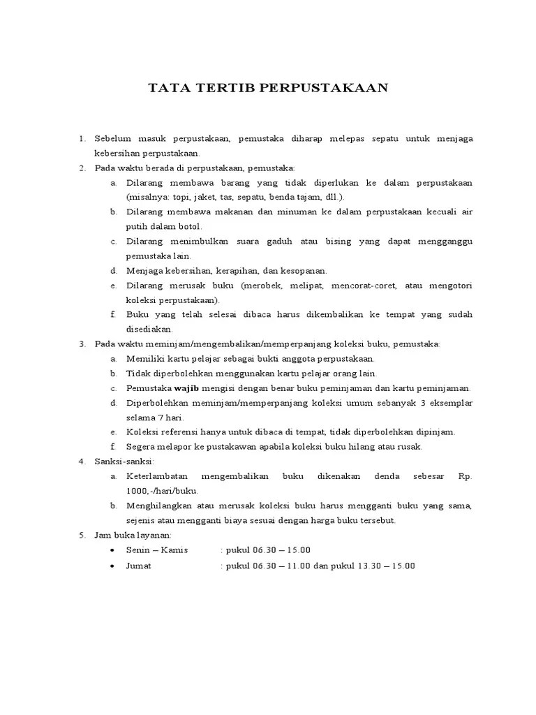 Tata Tertib Perpustakaan | PDF