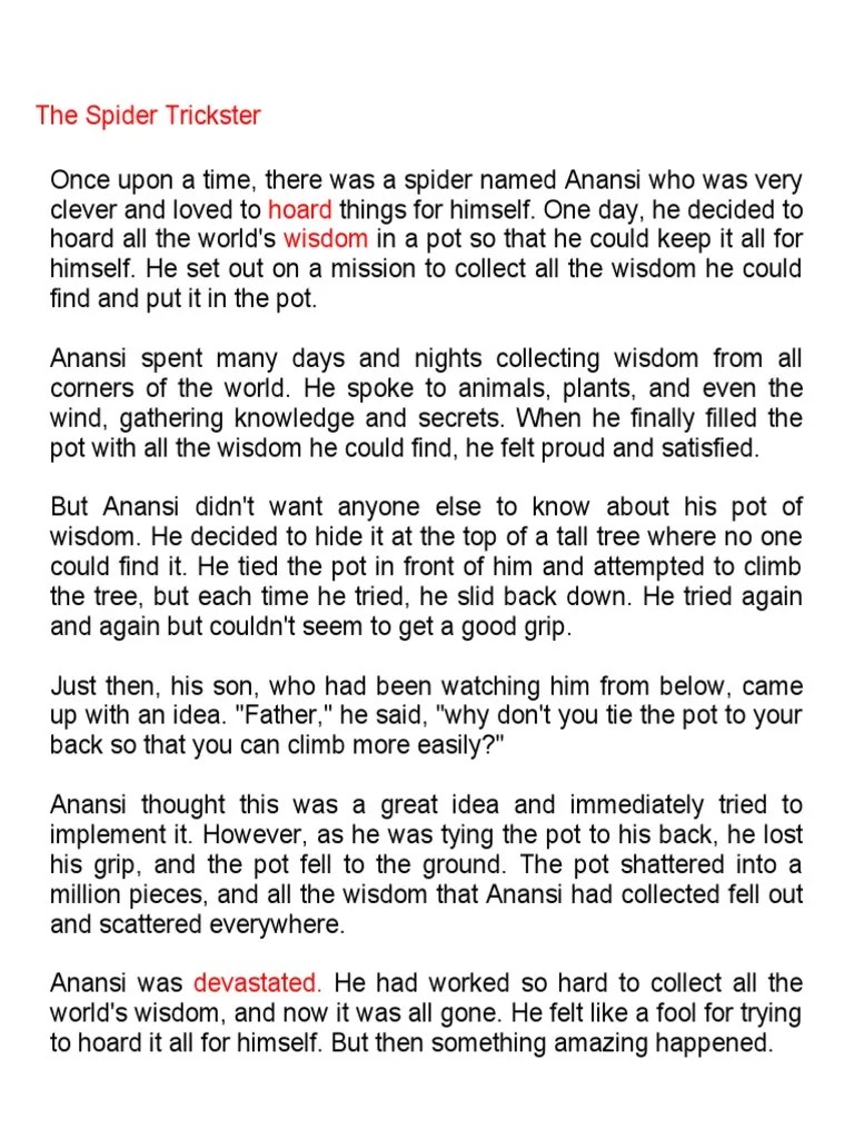 Trickster Spider | PDF | Anansi | Wisdom