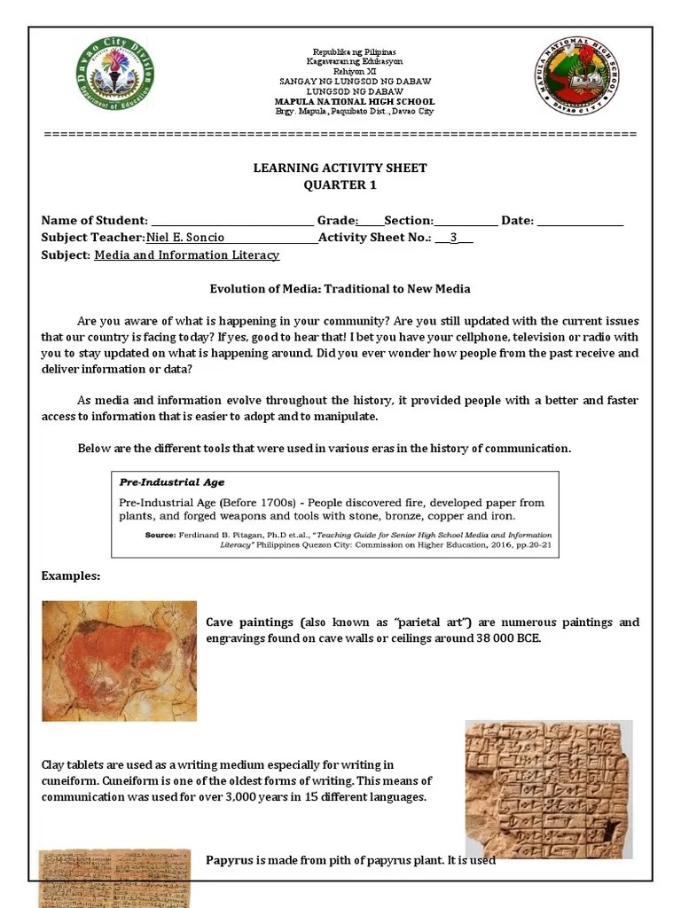 Media Information Literacy Quarter 1 Module 3 | PDF | Papyrus | Laptop