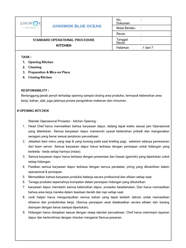 Sop Kitchen | PDF