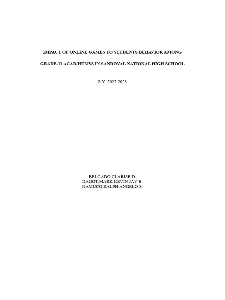 Impact Of Online Games To Students Behavior Among | PDF | Aggression ...