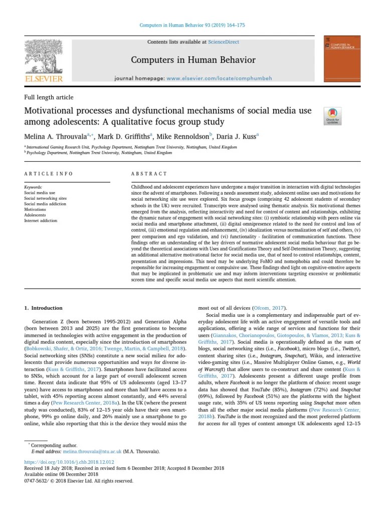Motivational Processes And Dysfunctional Mechanisms Of Social Media Use ...