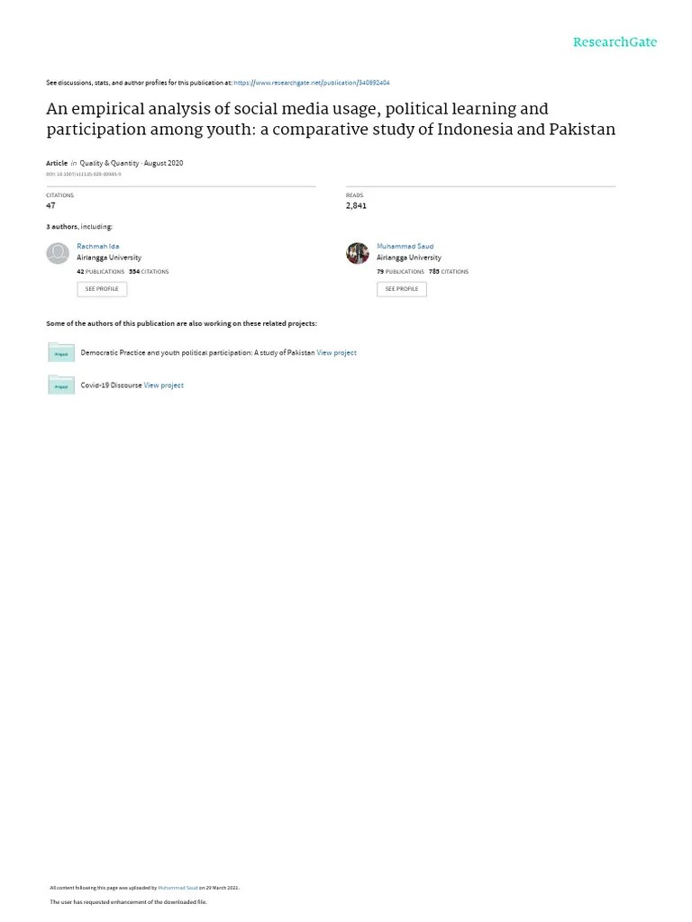 An Empirical Analysis Of Social Media Usage, Political Learning And | PDF