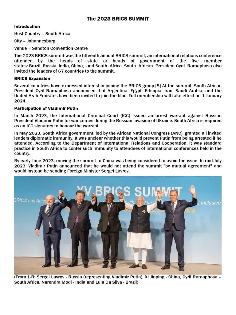 The 2023 BRICS SUMMIT | PDF