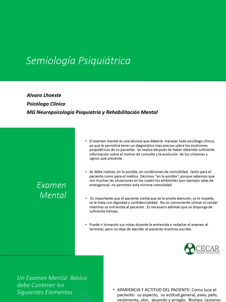 Clase 4 Semiologia Psiquiatrica | PDF | Amnesia | Memoria