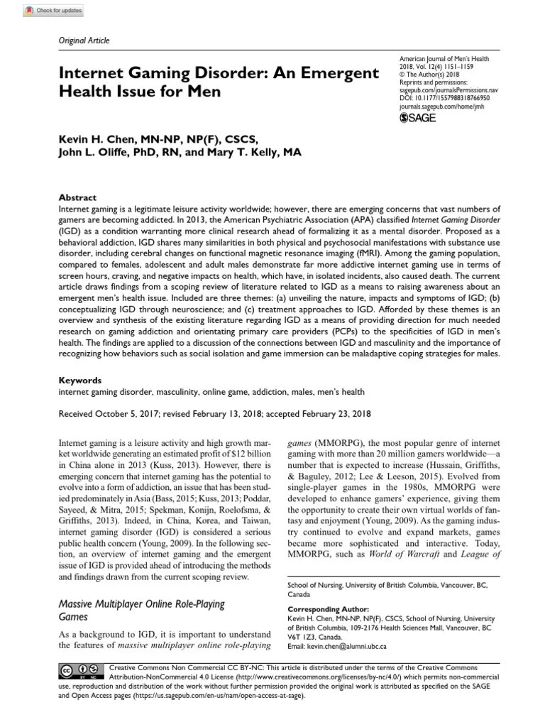Internet Gaming Disorder | PDF | Mental Disorder | Cognitive Behavioral ...