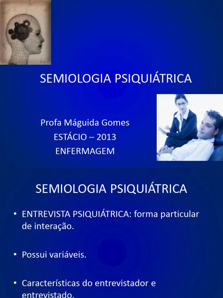 Semiologia Psiquiátrica PDF | PDF | Psiquiatria | Avaliação Psicológica