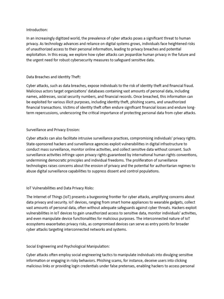 Safeguarding Privacy In The Age Of Cyber Attacks | PDF