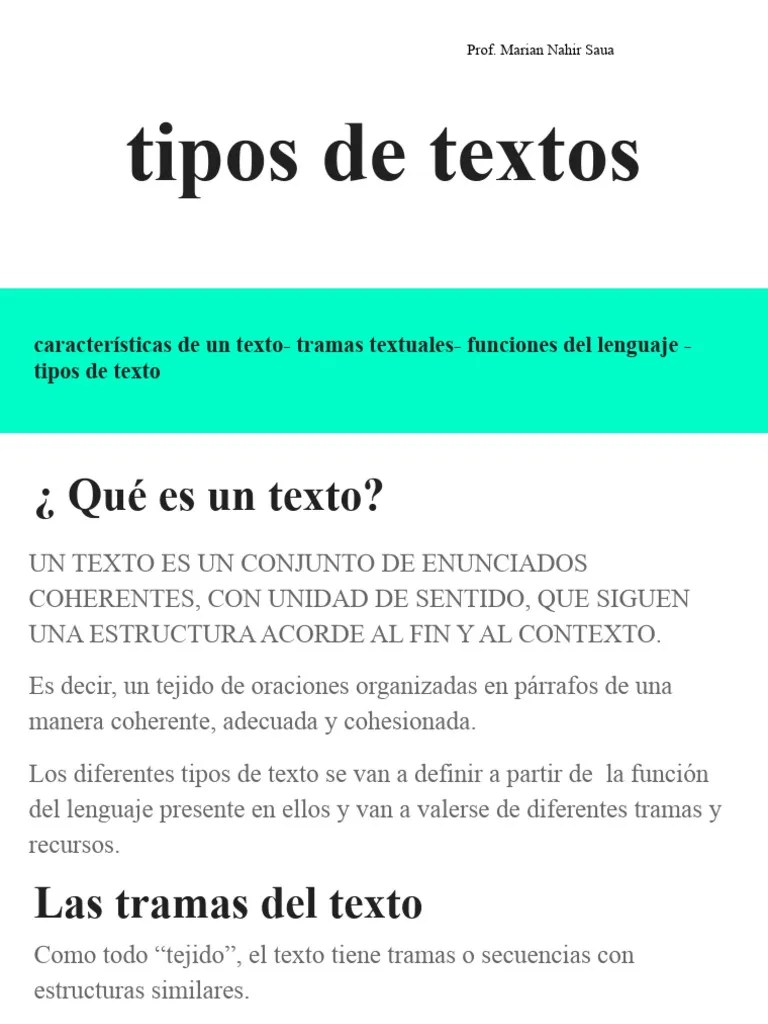 Tipos De Textos | PDF