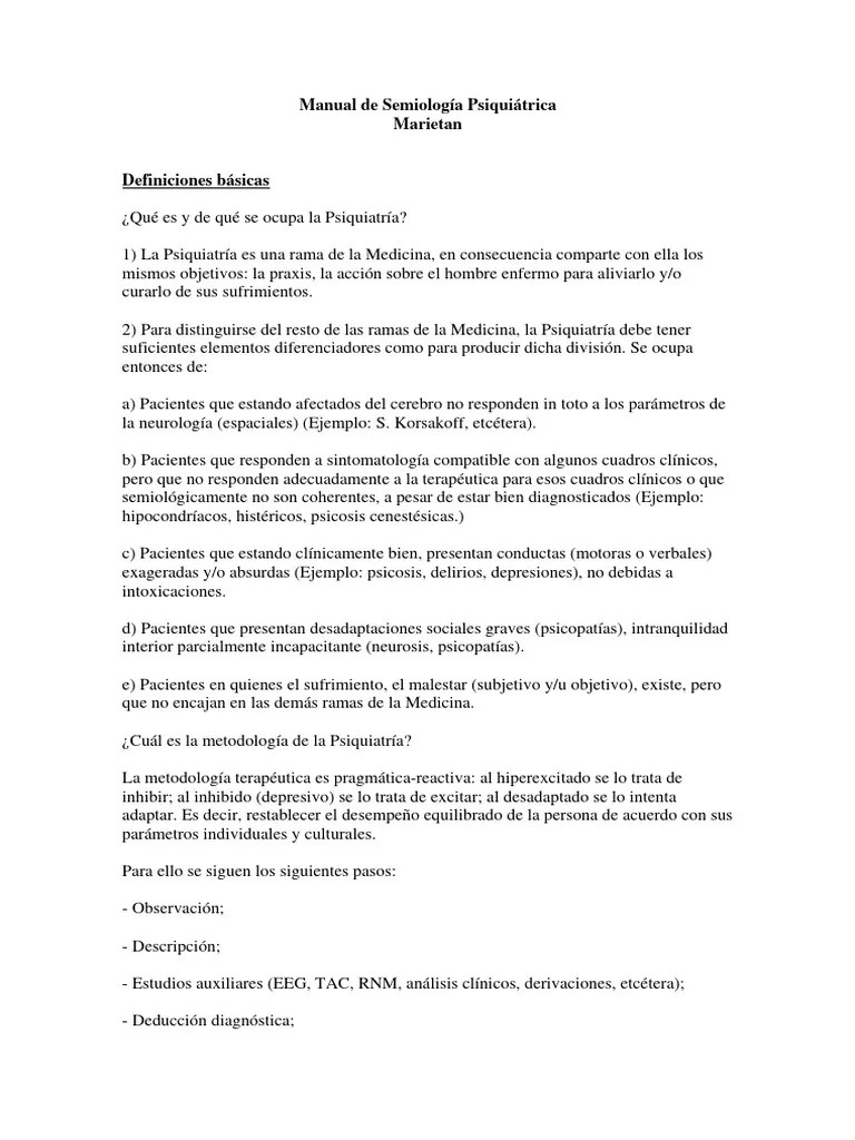 Manual De Semiología Psiquiátrica. Marietan | PDF | Amnesia | Atención