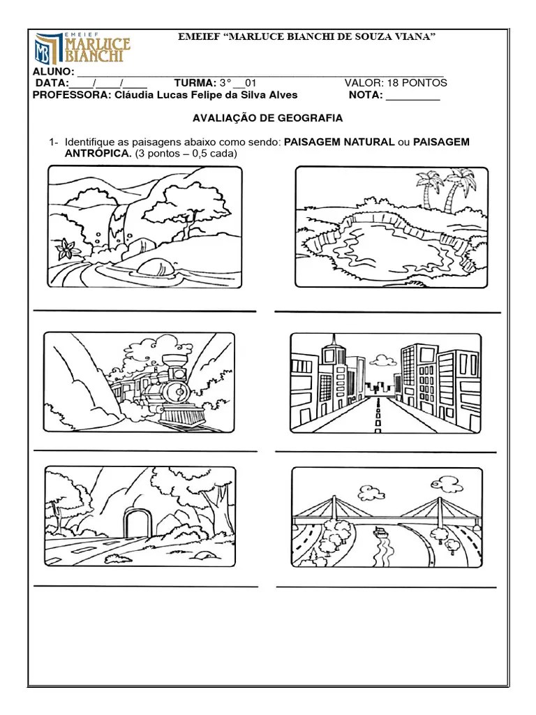 AVALIAÇÃO DE GEOGRAFIA 1º TRIMESTRE | PDF | Paisagem | Geociências