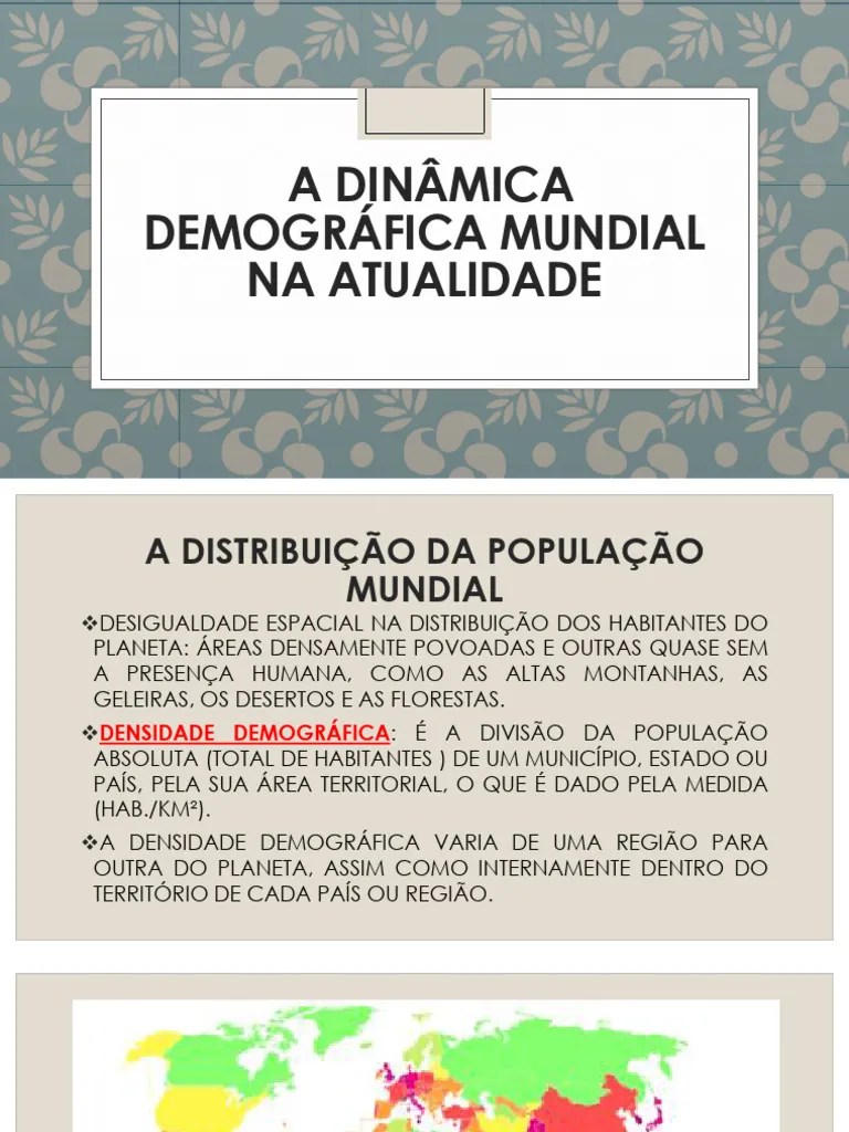Dinamica Demográfica Mundial | PDF | Crescimento Populacional ...