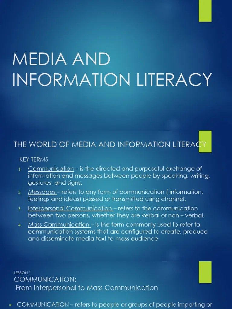 Media And Information Literacy | PDF | Communication | Mass Media