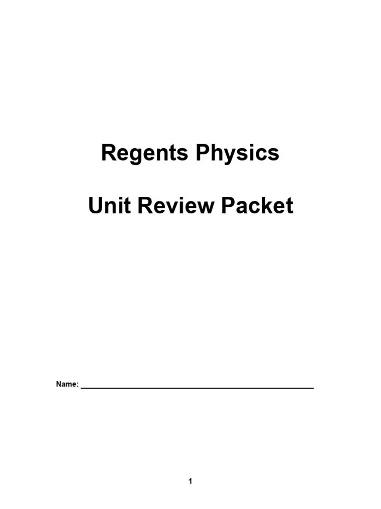 Physics Regents Review Packet | PDF | Force | Waves
